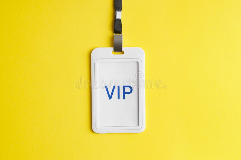 Vip Badge on Yellow Background, Top View Stock Image - Image of ...