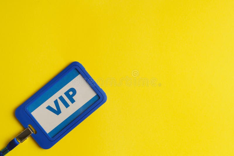 Vip Badge on Yellow Background, Top View. Space for Text Stock Image ...