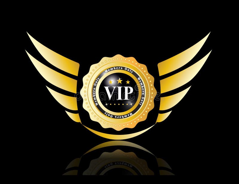 Vip badges with wing stock vector. Illustration of icon - 43909488