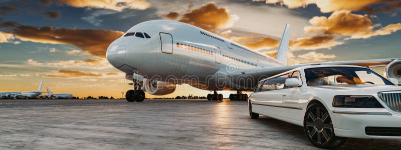 The Vip Car is Parked on the Runway Stock Illustration - Illustration ...