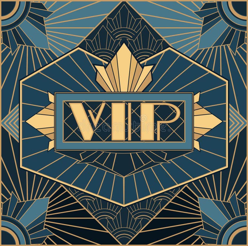 Vip Card in Art Deco Style, Vector Stock Illustration - Illustration of ...