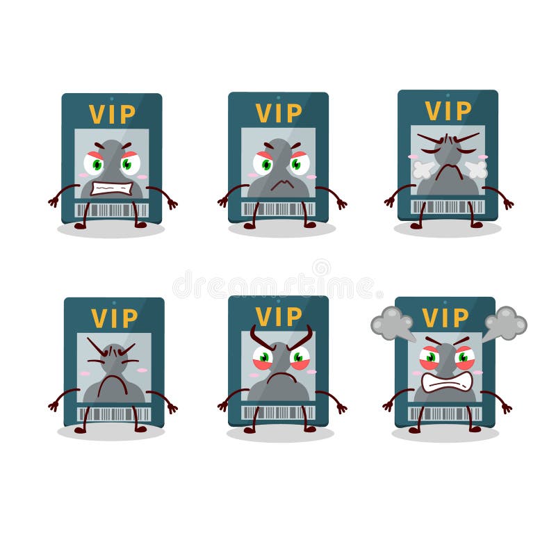 Vip Card Cartoon Character with Various Angry Expressions Stock Vector ...
