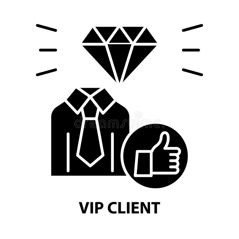 Vip Client Icon, Black Vector Sign with Editable Strokes, Concept ...