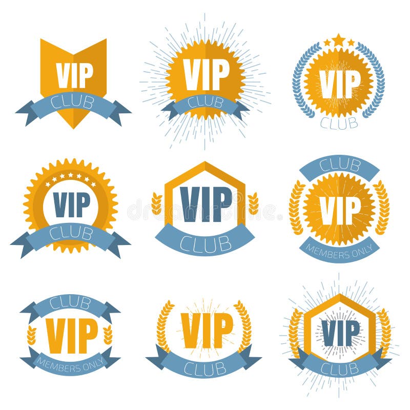VIP Club Logos Set in Flat Style. Vector Illustation Stock Vector ...