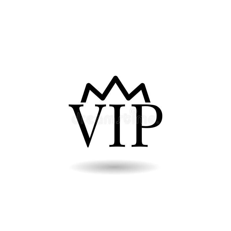 VIP Crown Icon Logo with Shadow Stock Vector - Illustration of isolated ...