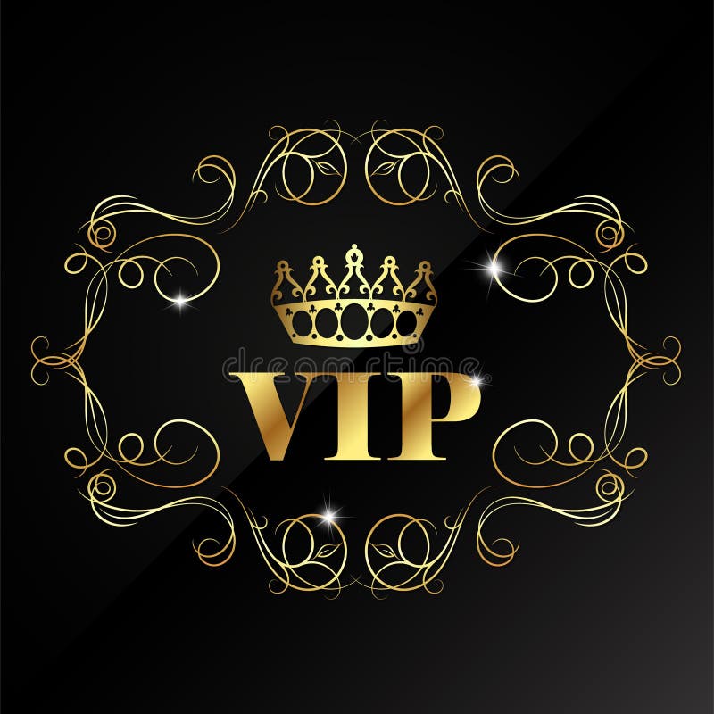 Vip with crown and pattern stock vector. Illustration of decorative ...