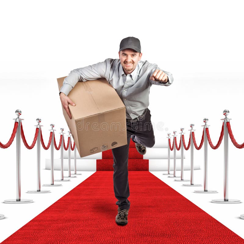 Delivery Man Holding a Parcel Box. Delivery Service Concept Stock Photo ...