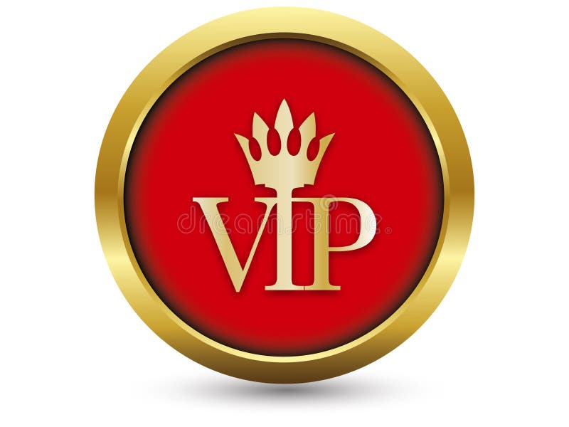 VIP Design with Crown, Gold and Red Icon Stock Vector - Illustration of ...