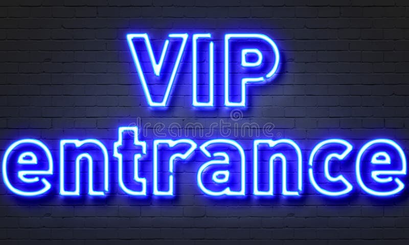 VIP Entrance Neon Sign on Brick Wall Background. Stock Illustration ...