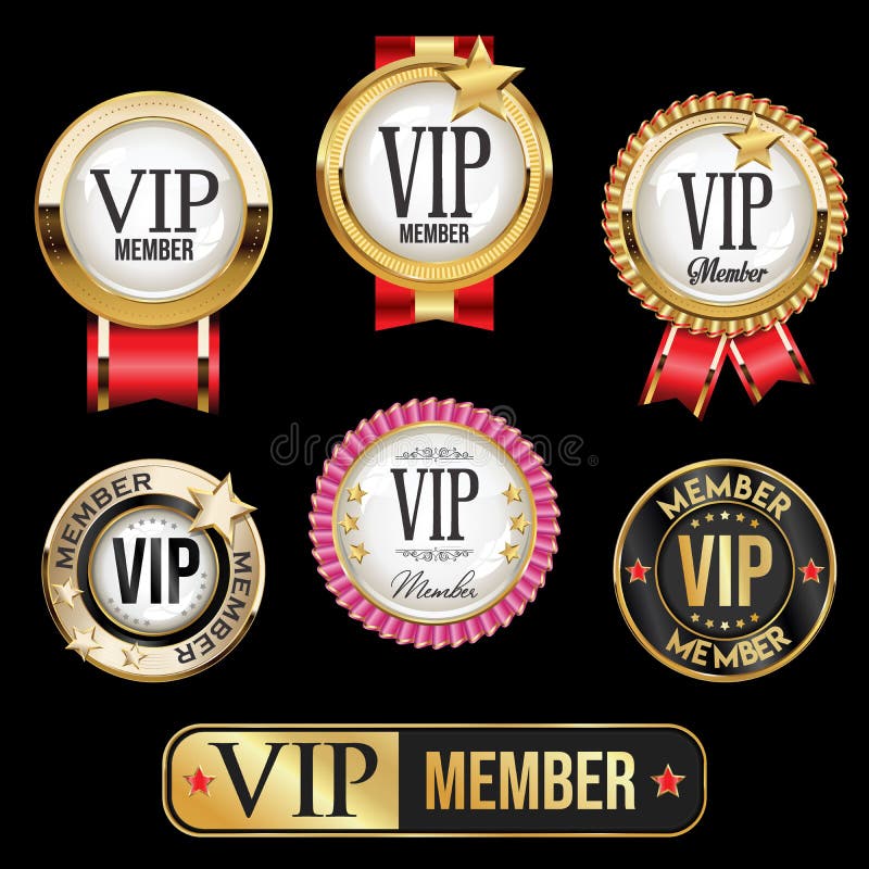 VIP Gold and Black Labels and Badges Collection Stock Vector ...