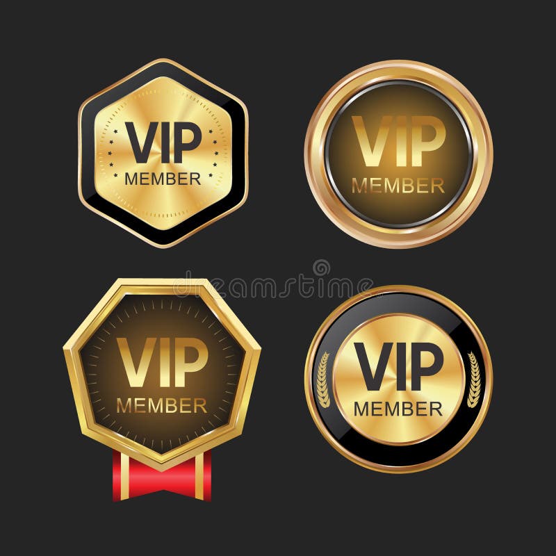 VIP Gold and Black Labels and Badges Collection Stock Vector ...