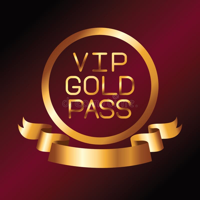 VIP Gold Pass Font with Ribbon Stock Vector - Illustration of element ...