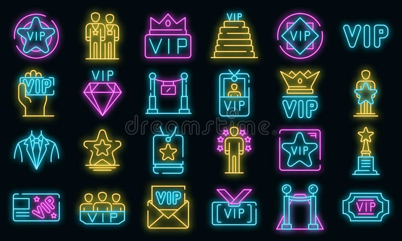 Vip icons set vector neon stock illustration. Illustration of icons ...