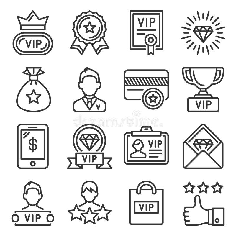 VIP Icons Set on White Background. Line Style Vector Stock Vector ...