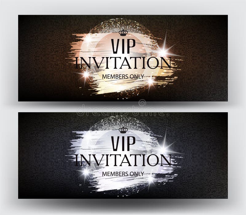 VIP Banners with Defocused Frame of Lights and Curly Ribbons. Stock ...