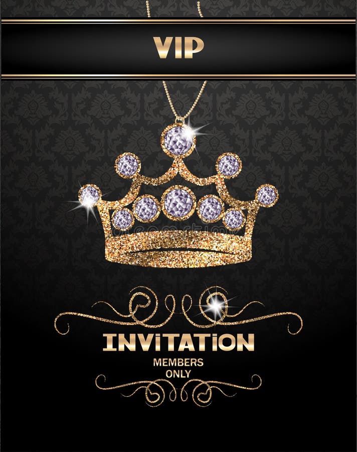 VIP Invitation Card with Abstract Sparkling Crown with Diamonds Stock ...