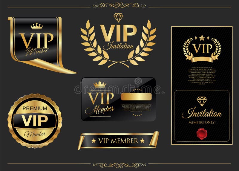 VIP Invitation Card, Banner or Flyer with Golden Elements on Black ...