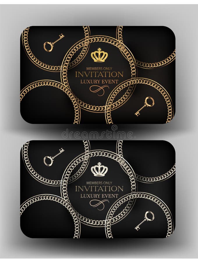 Vip Invitation Cards with Chains. Stock Vector - Illustration of ...