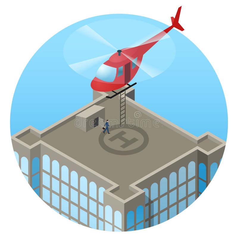 VIP, Landing in Helicopter on Skyscraper Roof Stock Vector ...