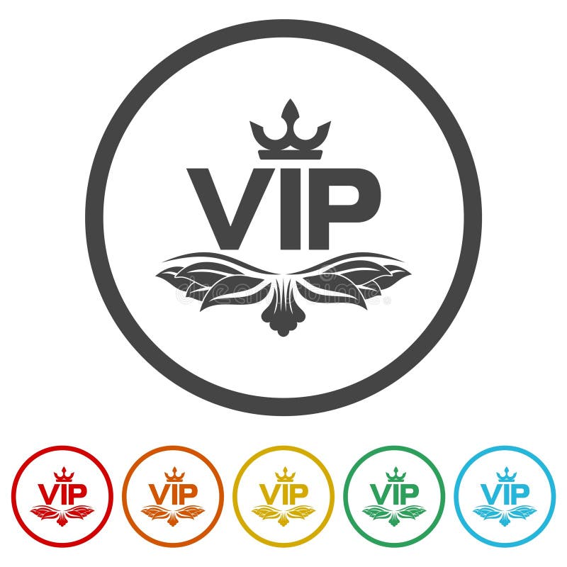 VIP Logo. Set Icons in Color Circle Buttons Stock Vector - Illustration ...