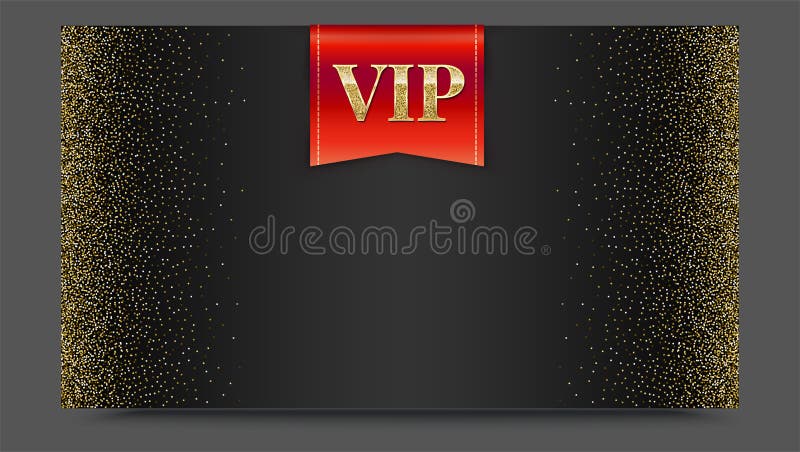 VIP or Luxury Red Flag on Black Gradient Backdrop with Golden, Shiny ...
