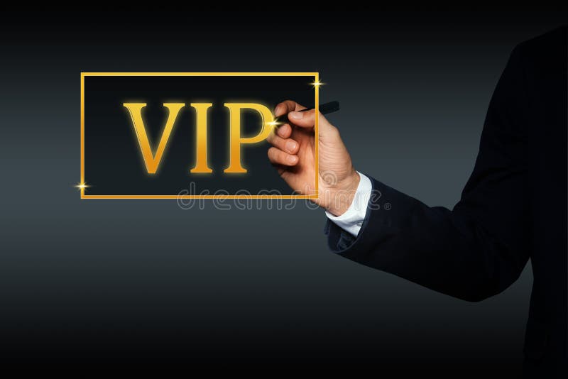 VIP Member. Closeup View of Man Pointing at Virtual Abbreviation on ...