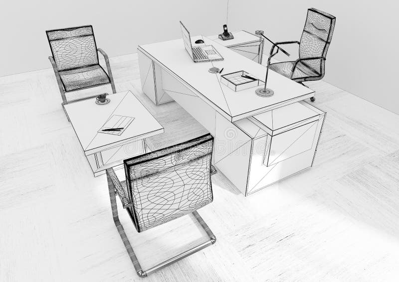 VIP Office Furniture Grid 3D Rendering Stock Illustration ...