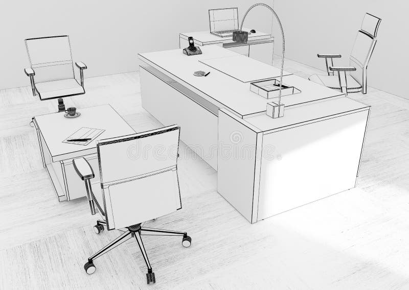 VIP Office Furniture Grid 3D Rendering Stock Illustration ...