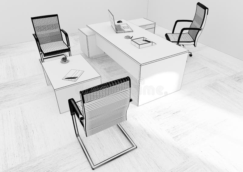 VIP Office Furniture Grid 3D Rendering Stock Illustration ...