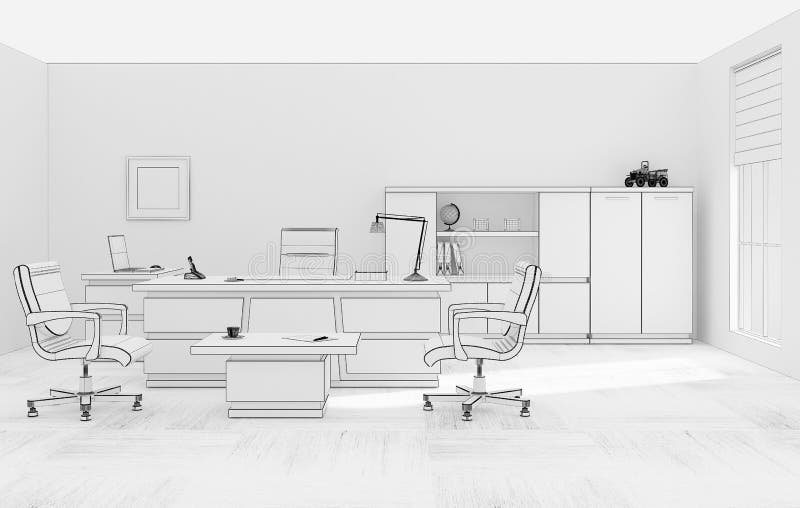 VIP Office Furniture Grid 3D Rendering Stock Illustration ...