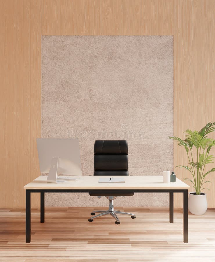 VIP Office,manager Room, Concrete Wall, 3d Rendering Stock Illustration ...