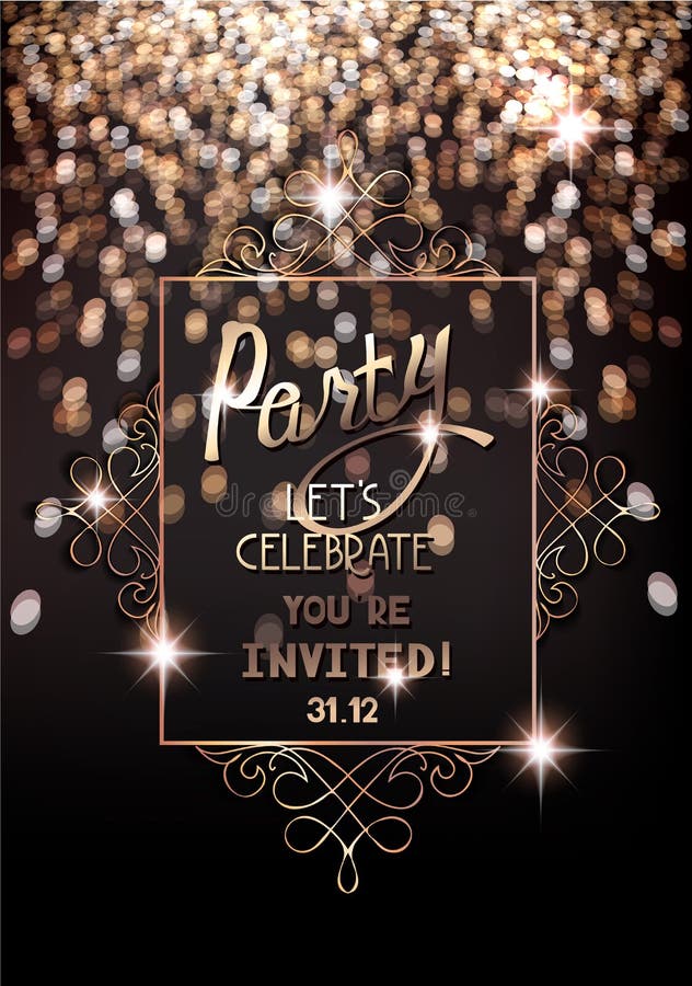 VIP Party Invitation Card with Defocuced Lights on the Background and ...