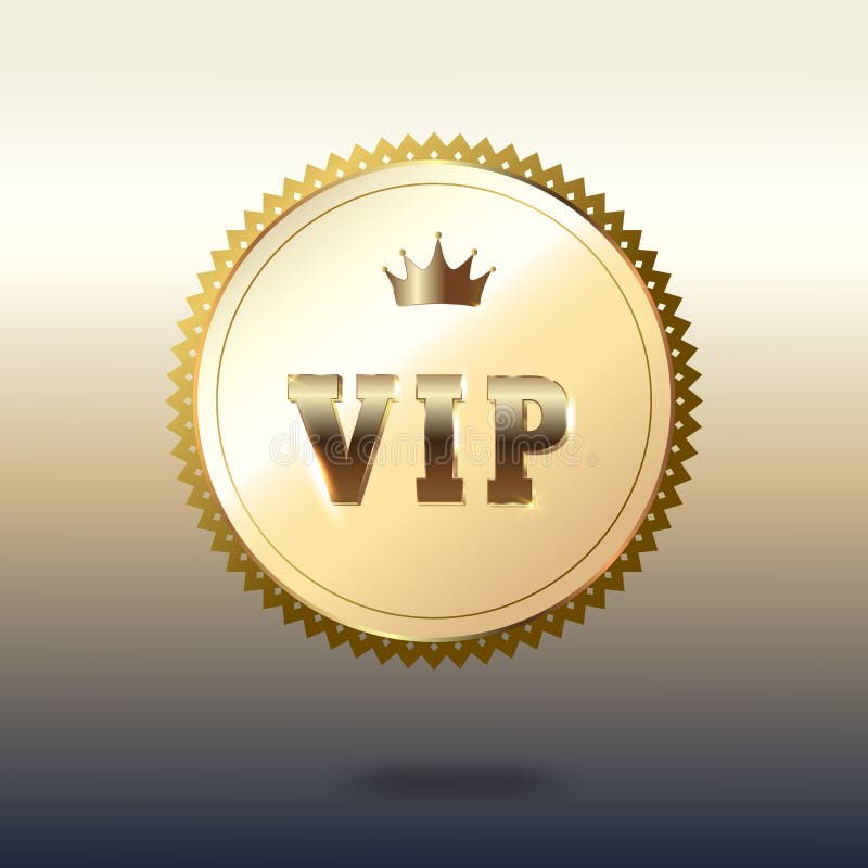 VIP Pass Button in a Gold Frame with a Crown. Vector Illustration ...