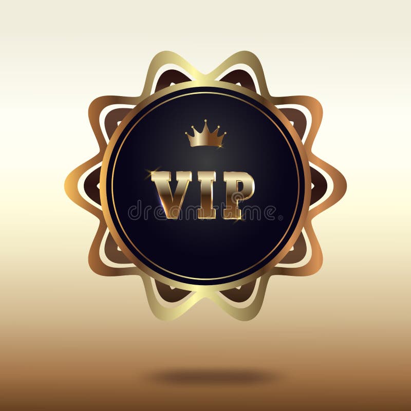 VIP Pass Button in a Gold Frame with a Crown. Vector Illustration ...