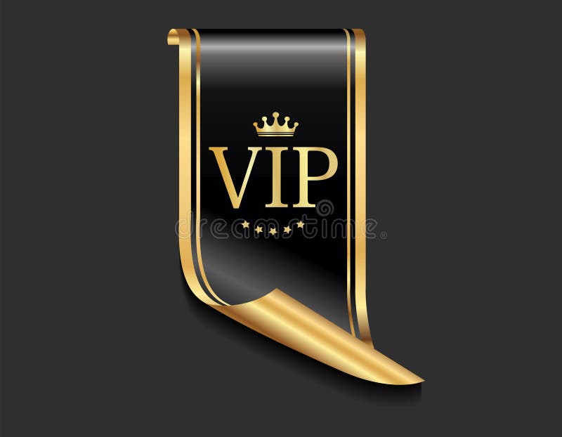 VIP and Premium Emblem Black and Gold Isolated on Gray Background Stock ...