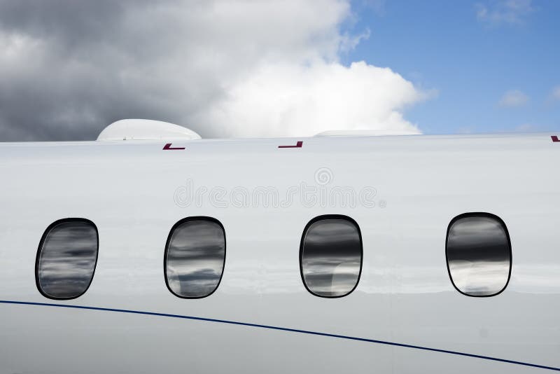 Windows of an Airplane Outside Stock Photo - Image of horizontal, color ...