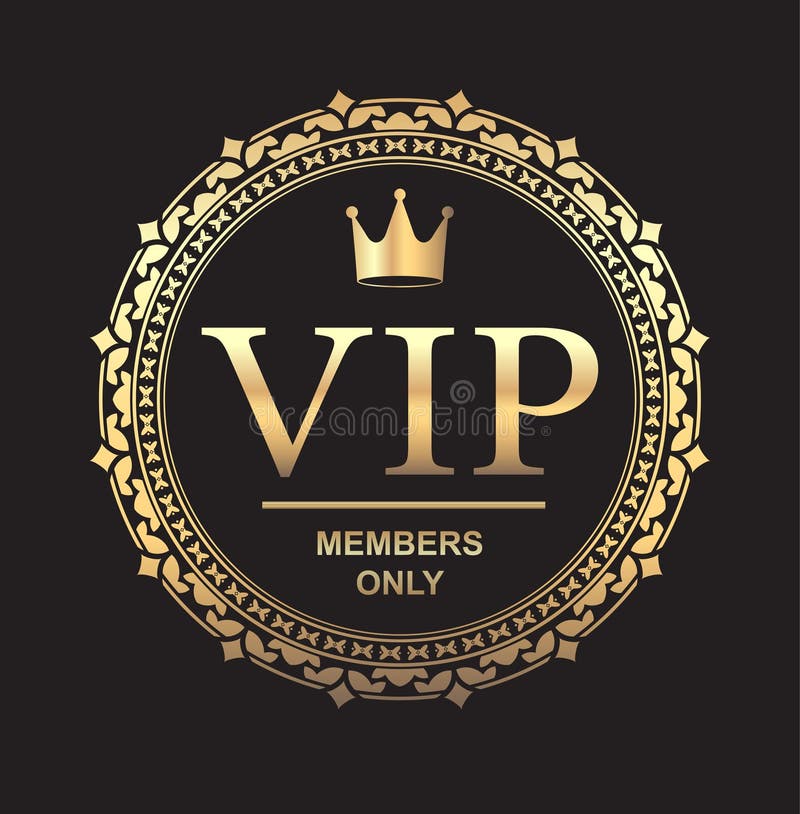 VIP Round Gold Sign, Luxure Emblem with Crown for Your Design Stock ...