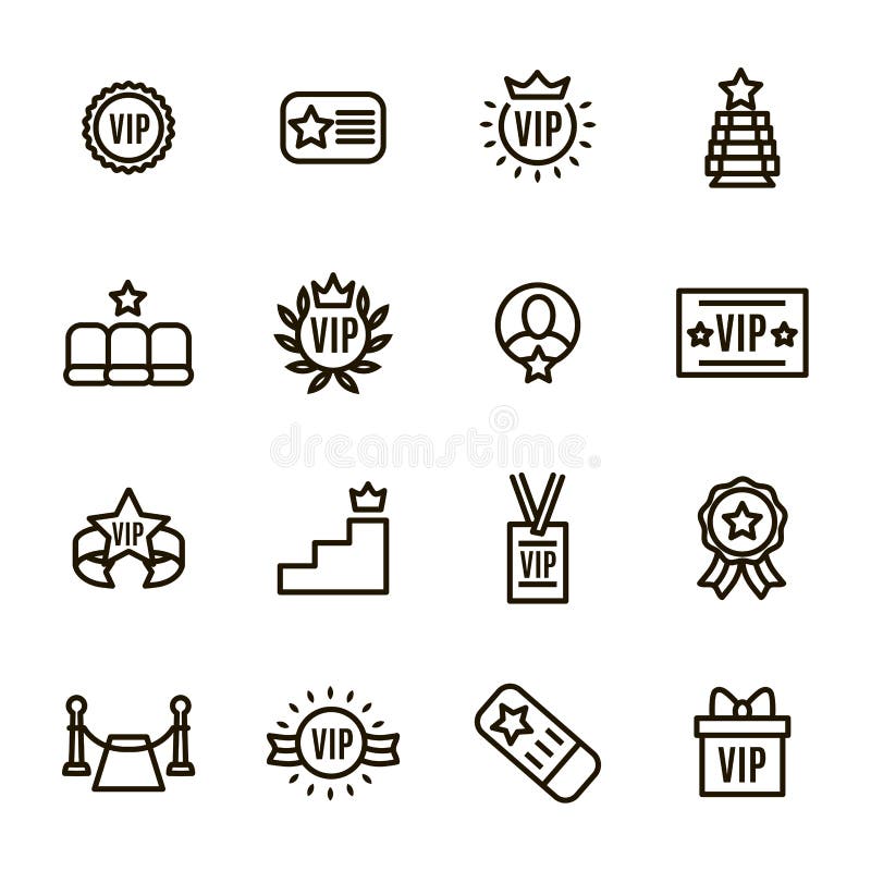 Vip Sign Black Thin Line Icon Set. Vector Stock Vector - Illustration ...