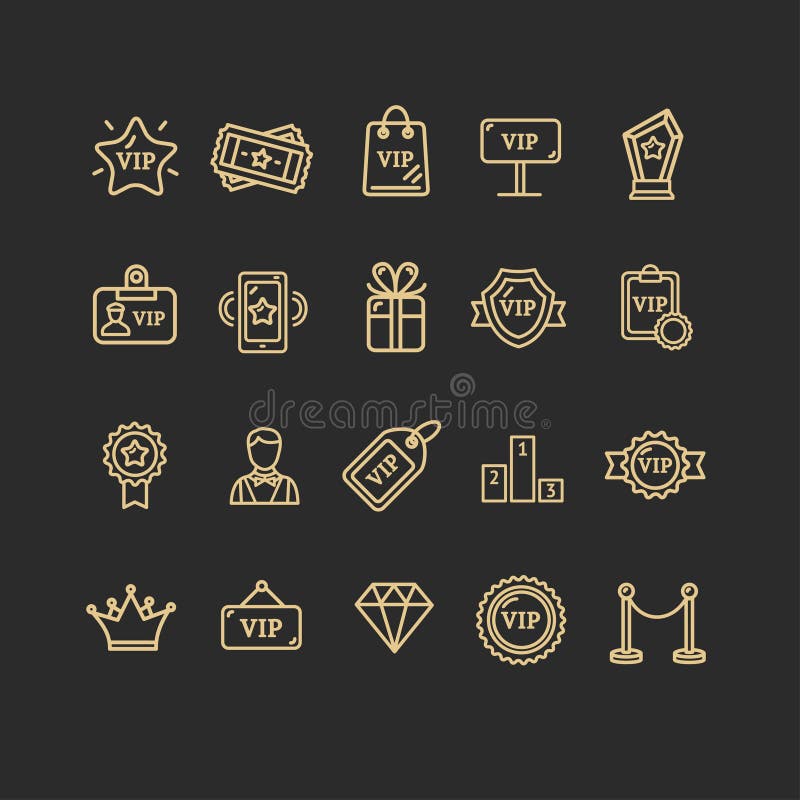 Vip Sign Thin Line Icon Set. Vector Stock Vector - Illustration of ...