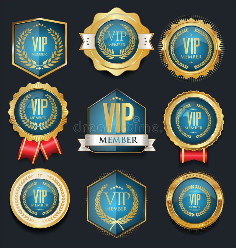 VIP Silver and Gold Label Collection Stock Illustration - Illustration ...