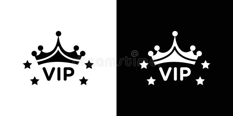 Vip Text with Crown Icon Isolated Flat Vector in Outline Stock Vector ...