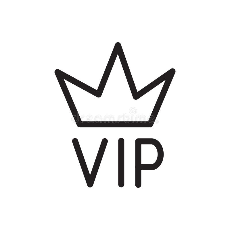 Vip Text with Crown Icon Outline Vector for Web Ui Stock Vector ...