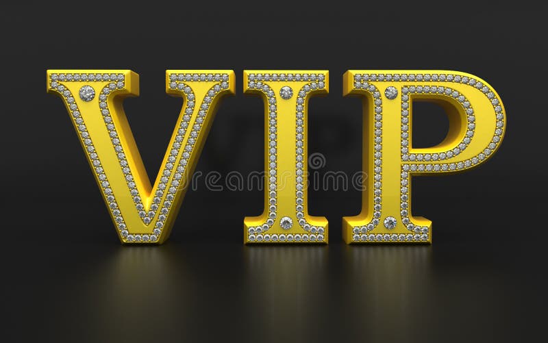 Gold VIP Text with Diamonds Stock Illustration - Illustration of gold ...