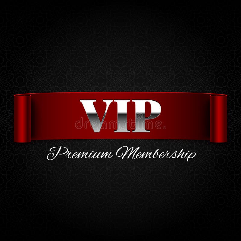 Vip text on red ribbon stock vector. Illustration of sign - 50449872