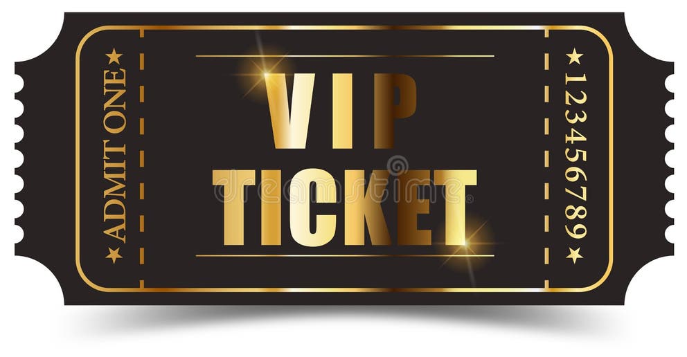 Realistic Golden Vip Ticket Stock Vector - Illustration of screenshot ...