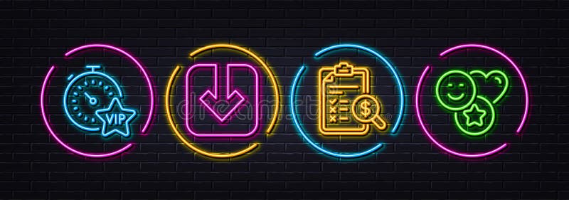 Vip Timer Load Document And Accounting Report Minimal Line Icons For