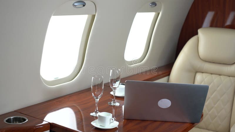 VIP Transportation, Private Jet Table. Stock Footage - Video of cockpit ...