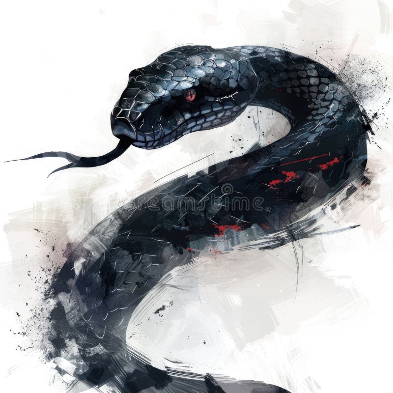 The Viper is Painted with a Brushstroke on a White Background Stock ...