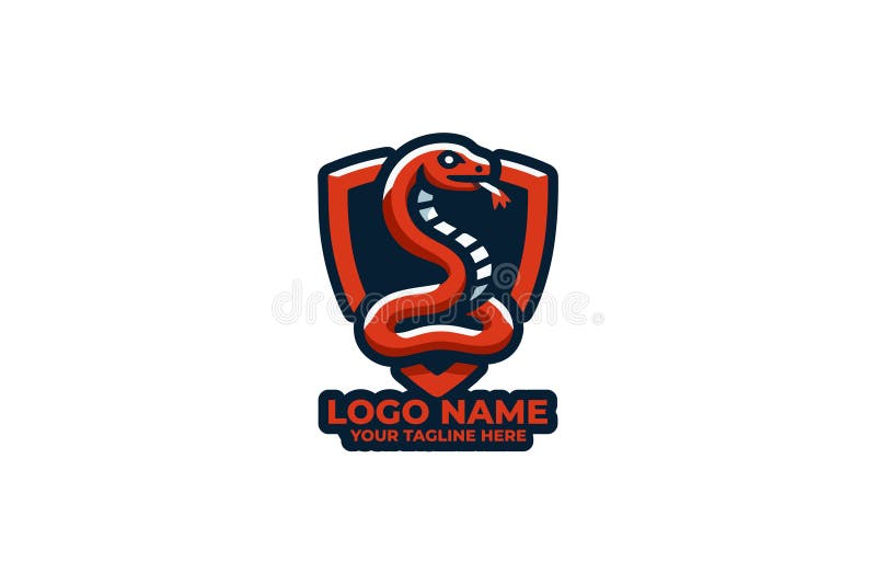 Viper Snake Shield Flat Logo Stock Vector - Illustration of strike ...