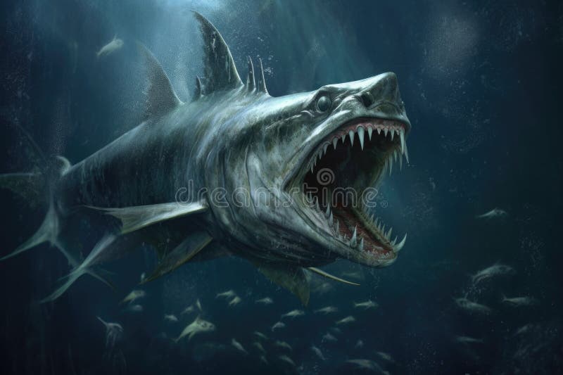 Viperfish Displaying Sharp Teeth and Lure in Murky Depths Stock ...